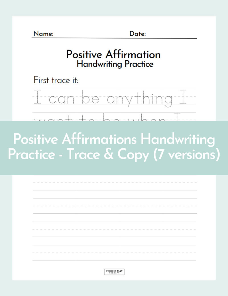 Positive Affirmations for Kids | Free Handwriting Worksheets