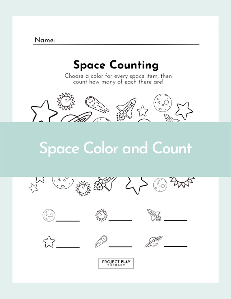 Space Coloring Pages | Color and Count Games for Kids