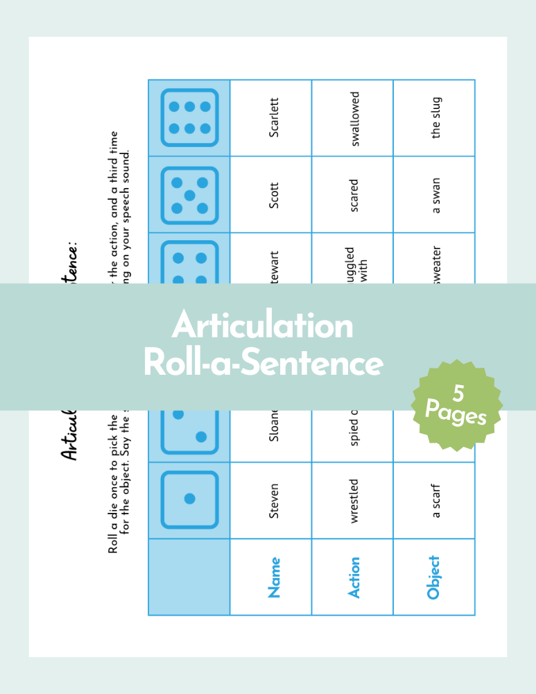 Articulation Roll-A-Sentence - Project Play Therapy